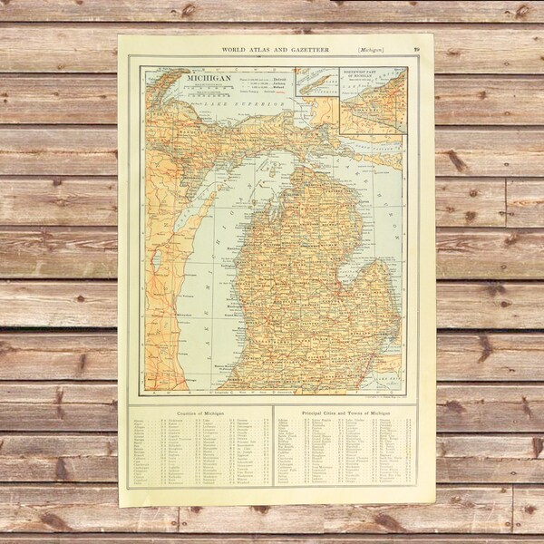 Antique Michigan Railroad Map - Etsy