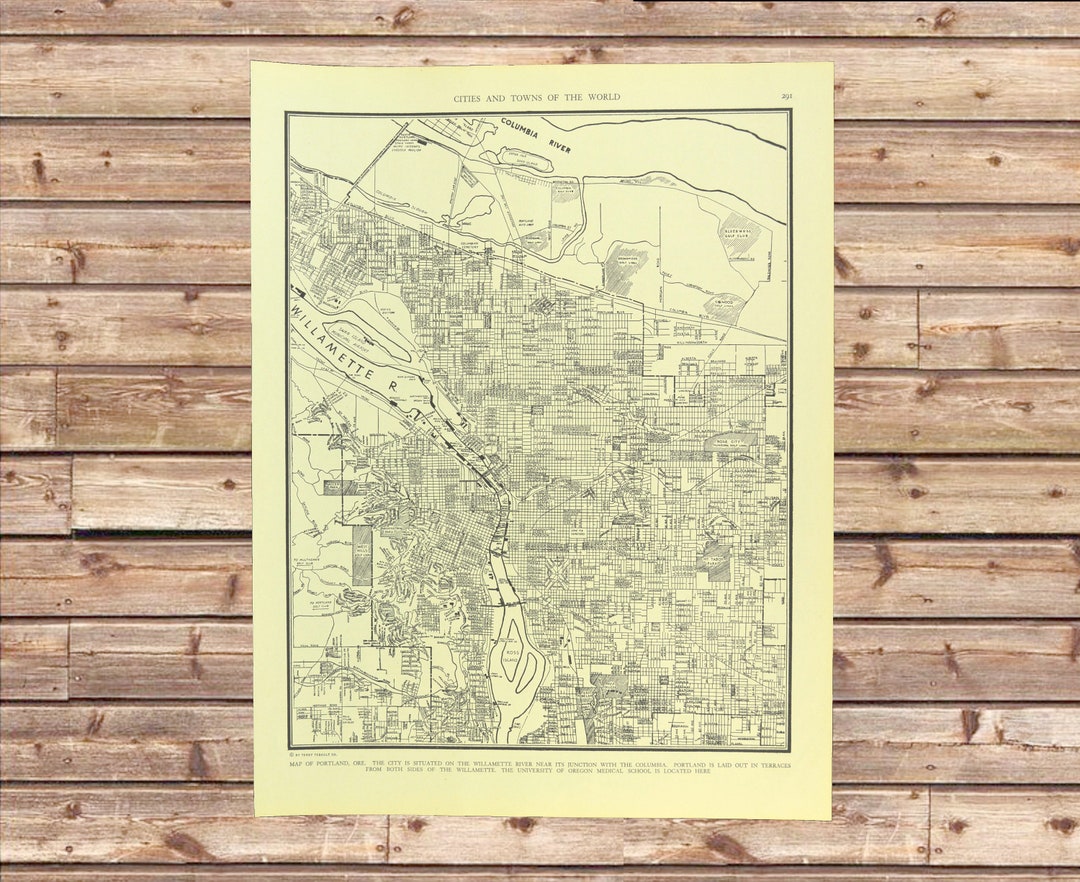 PORTLAND City Street Map Frameable Portland Oregon Wall Art Boyfriend ...
