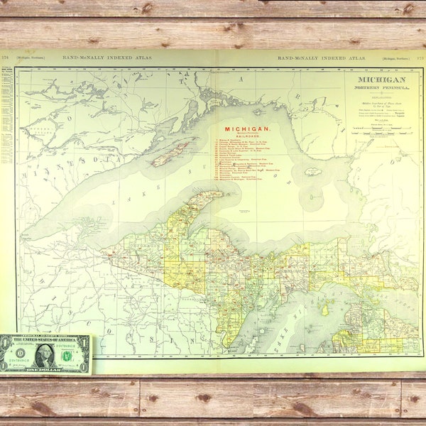 Railroad Map of Michigan Wall Art - Etsy
