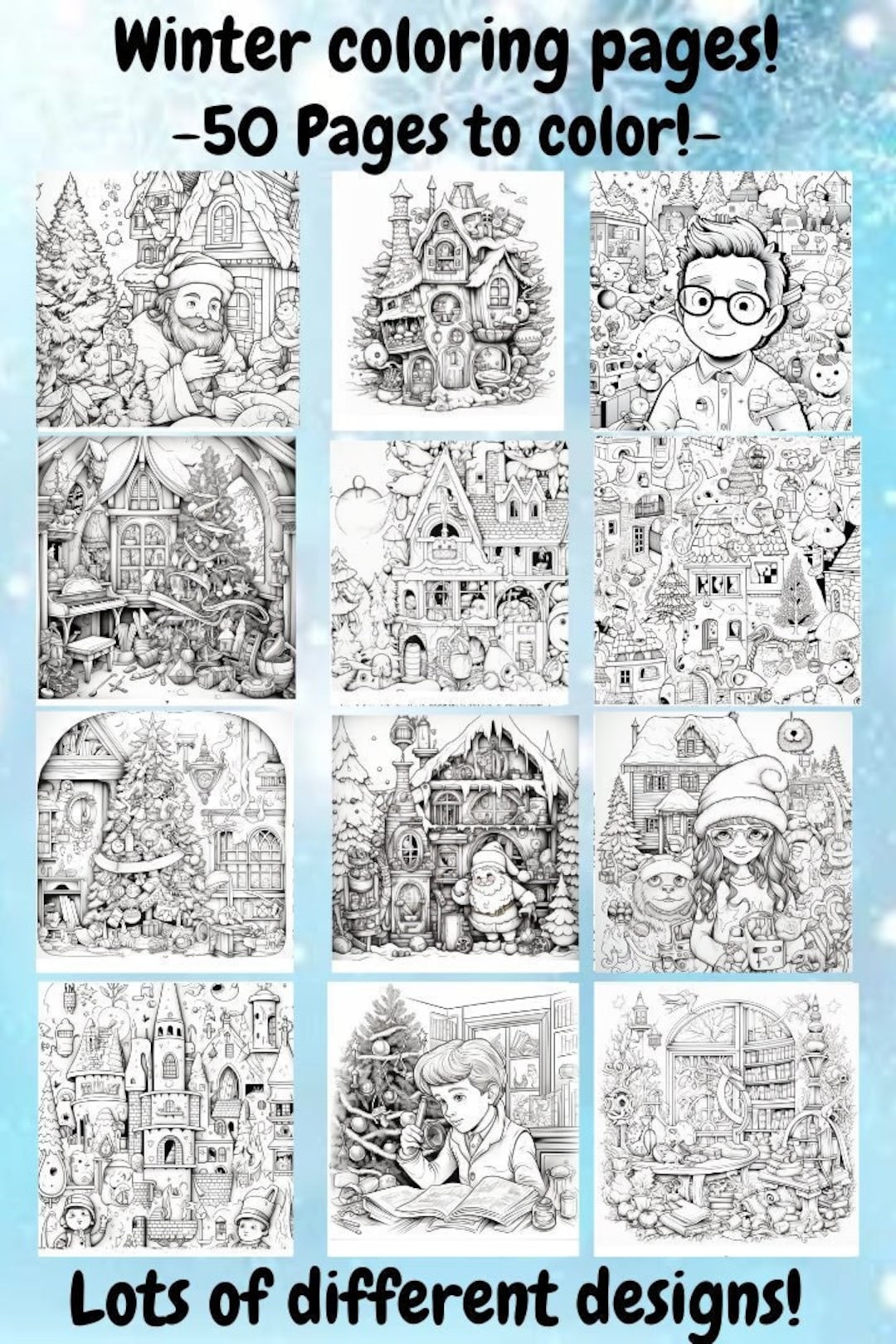 Winter Coloring Pages Winter Coloring Stress Relief Printable Adult ...