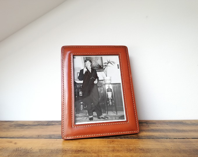 Vintage Saddle Stiched Leather Photo Frame - Etsy