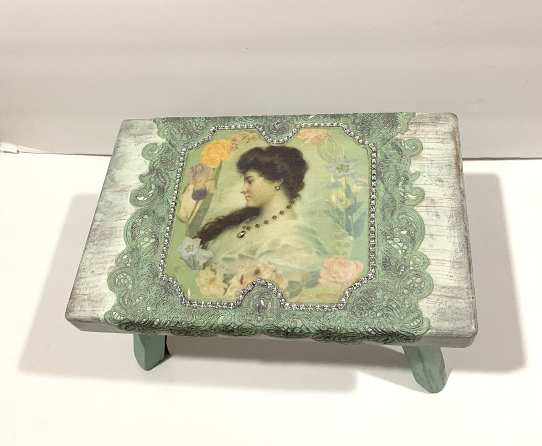 Handmade Decoupage and Embellished Victorian Stool - Etsy