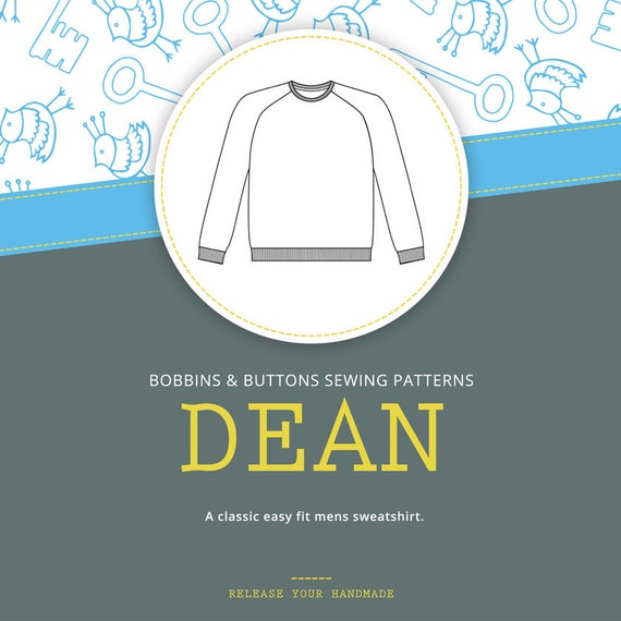 Sewing pattern Dean Mens sweatshirt sizes XS-XXL paper | Etsy
