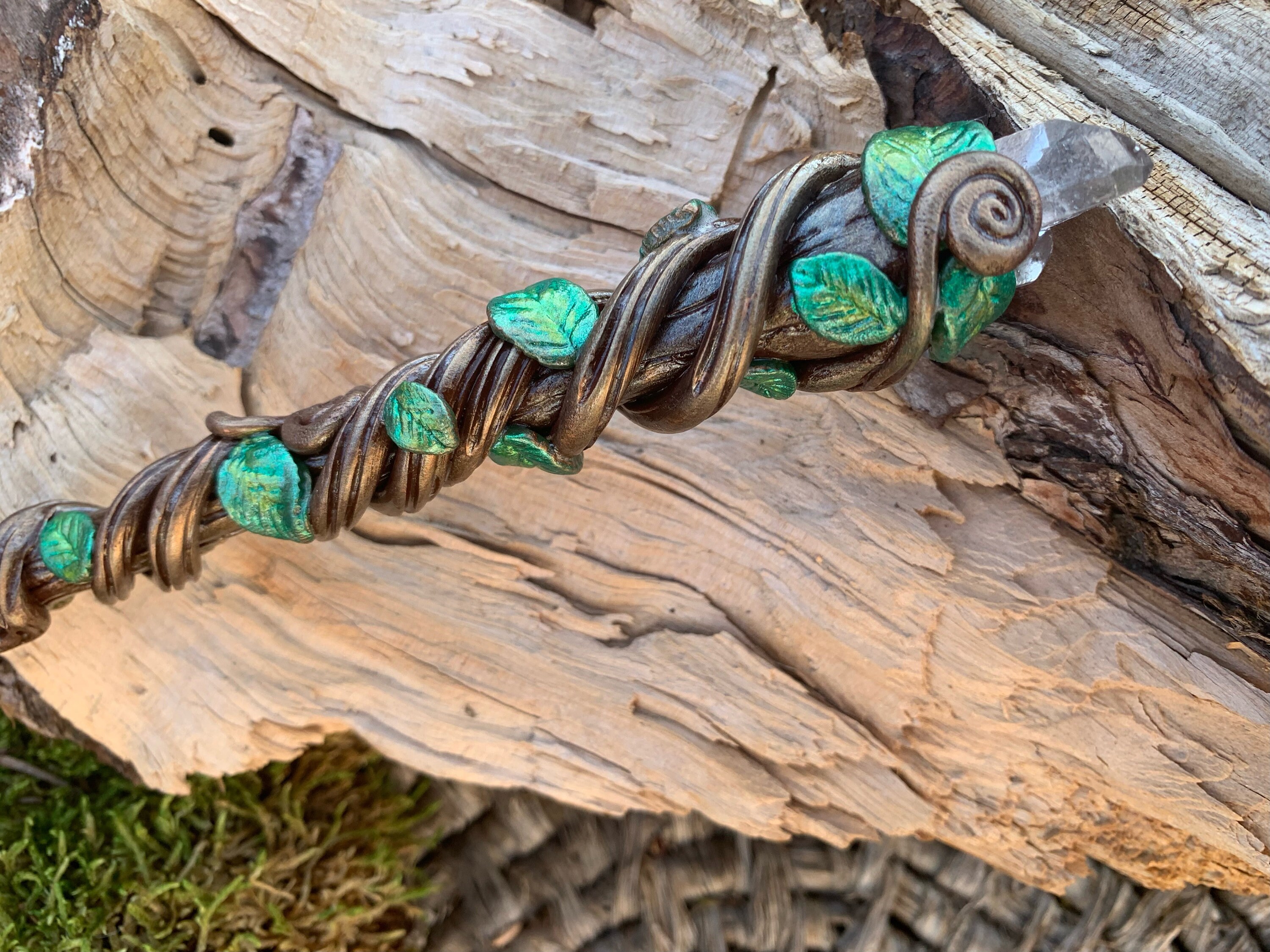 Clear Quartz Leaf Wand-flower Fairy Magic Wand-nature Woodland | Etsy