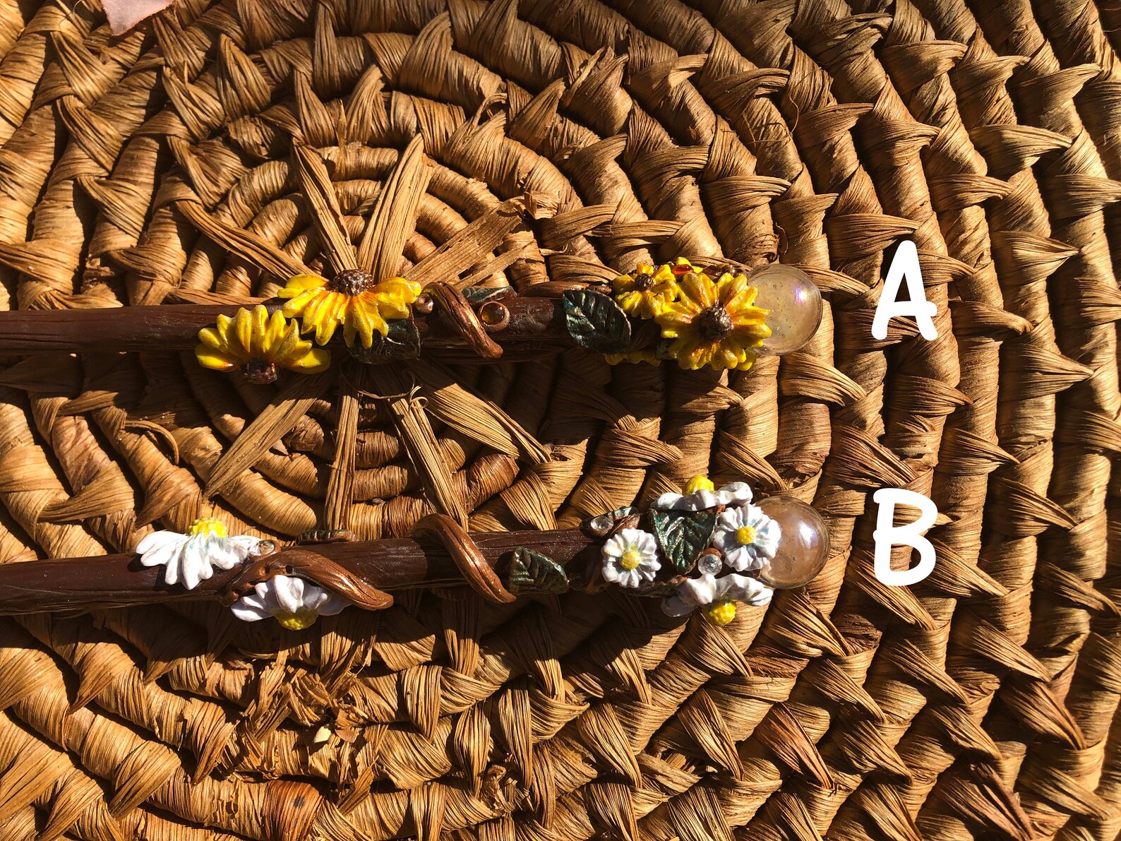 Sunflower and Daisy Wand-flower Fairy Magic Wand-nature - Etsy