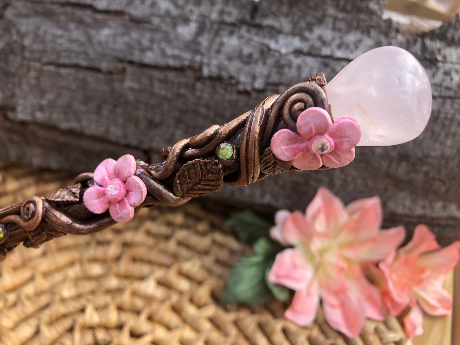 Rose Quartz Crystal Wand fairy Wand-wizard Witch Wand-nature - Etsy