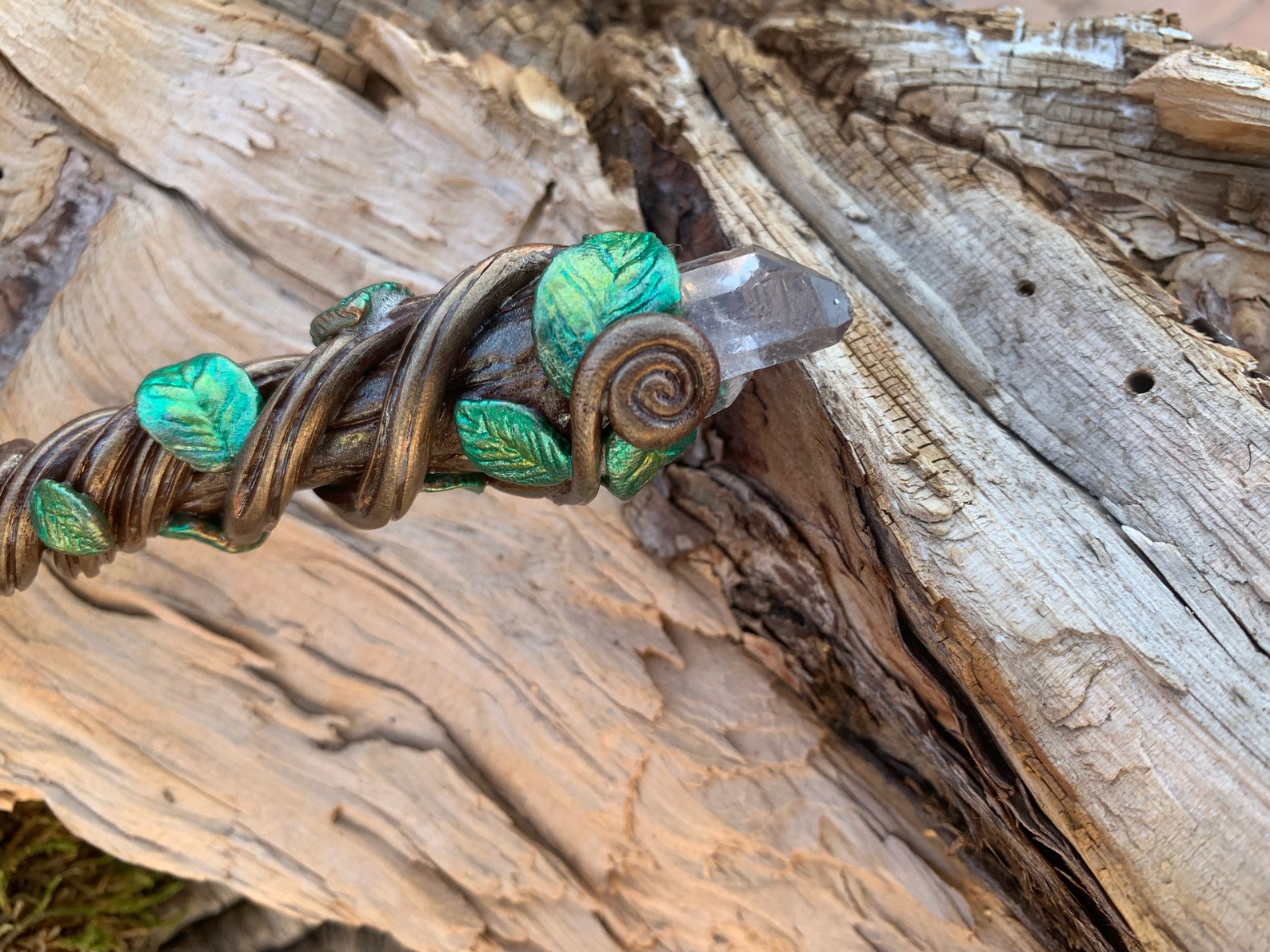 Clear Quartz Leaf Wand-flower Fairy Magic Wand-nature Woodland - Etsy