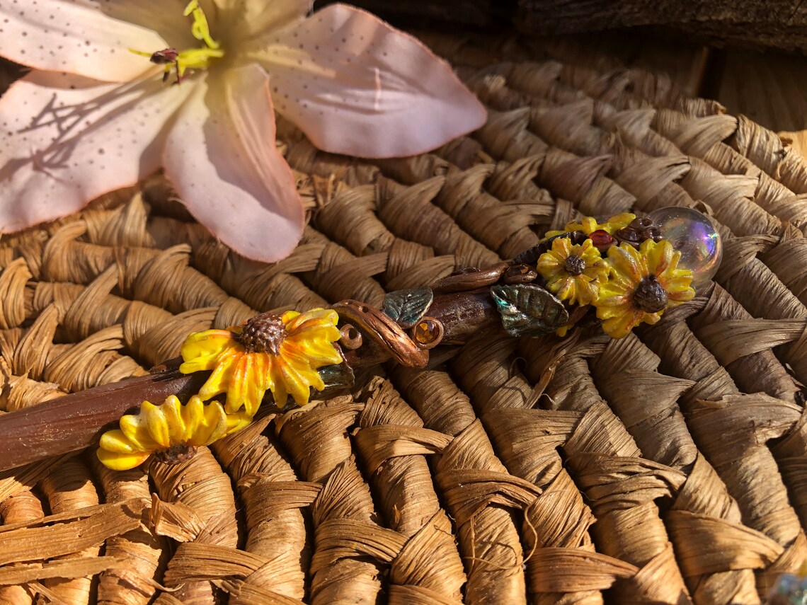 Sunflower and Daisy Wand-flower Fairy Magic Wand-nature - Etsy