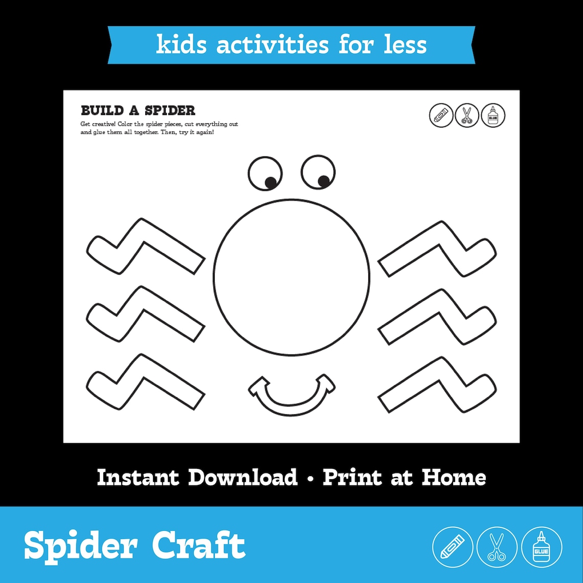Kids Activity, Build a Spider, Color a Spider, Halloween Learning ...