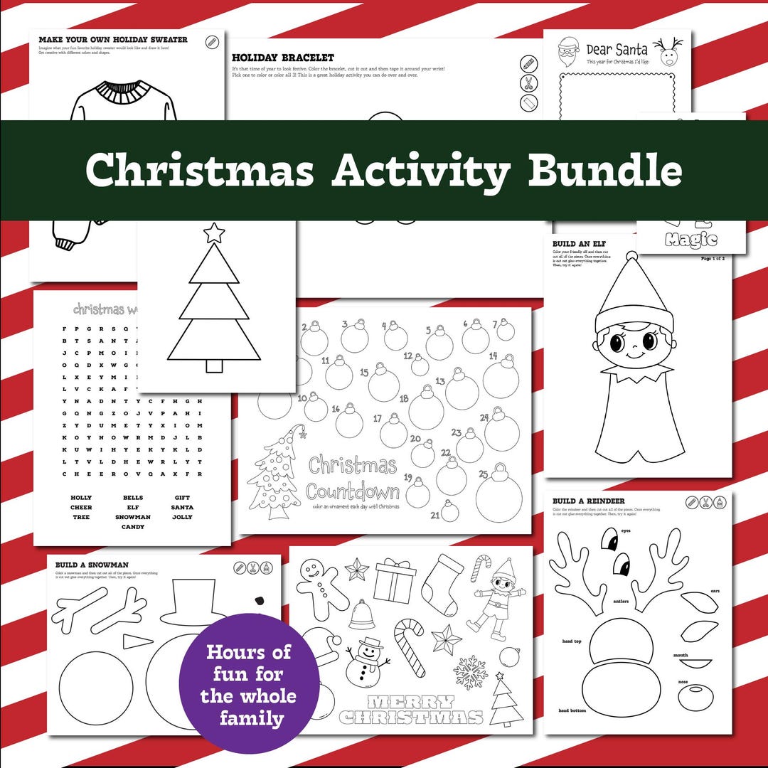 Christmas Activities Bundle for Kids, Christmas Coloring Pages, Advent ...