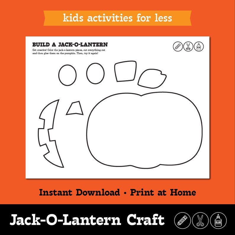 Kids Activity, Build a Jack-o-lantern, Pumpkin, Halloween Learning ...
