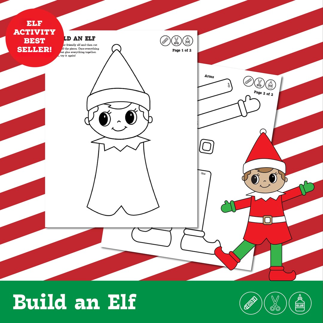 Elf Activity Christmas Elf Coloring Page Elf Kit Make an Elf Fun ...