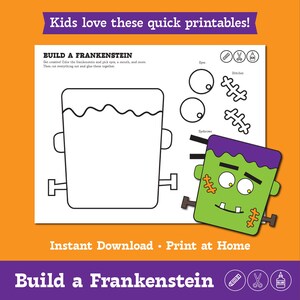 Kids Activity, Build a Frankenstein, Halloween Coloring Page, Halloween ...