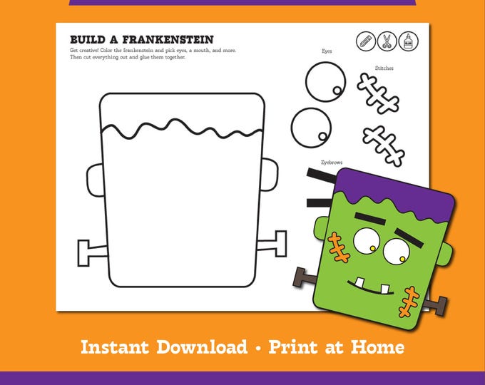 Kids Activity, Build a Frankenstein, Halloween Coloring Page, Halloween ...