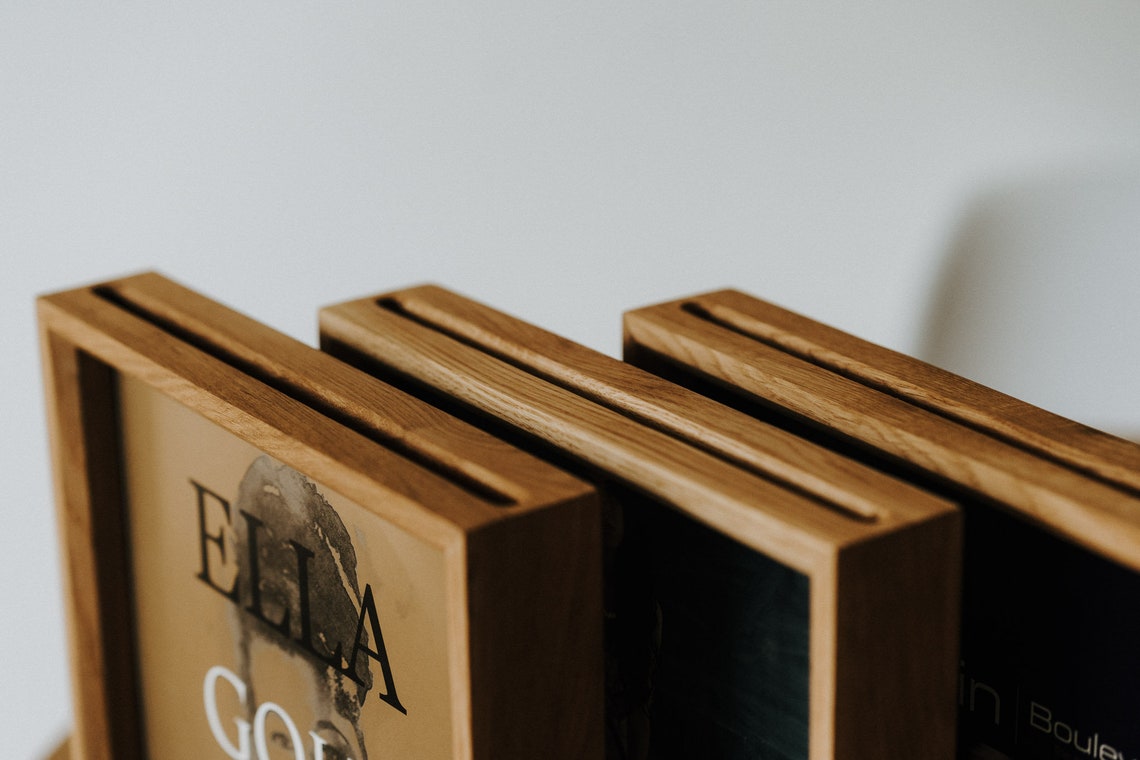 Wooden Natural Oak Vinyl Record Holder, Vinyl Sleeve Display, Vinyl ...