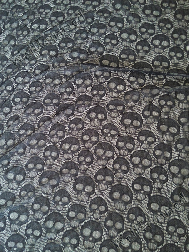 Black Skull lace fabric Skull fabric Dem Bone fabric vogue | Etsy