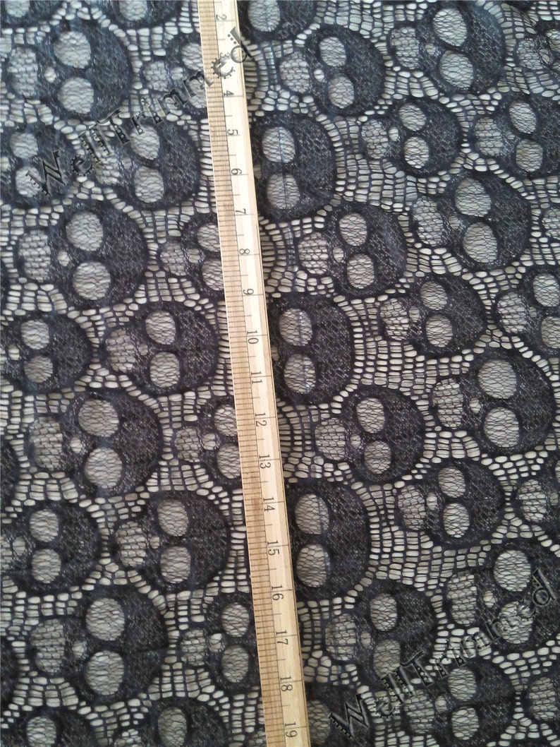 Black Skull lace fabric Skull fabric Dem Bone fabric vogue | Etsy