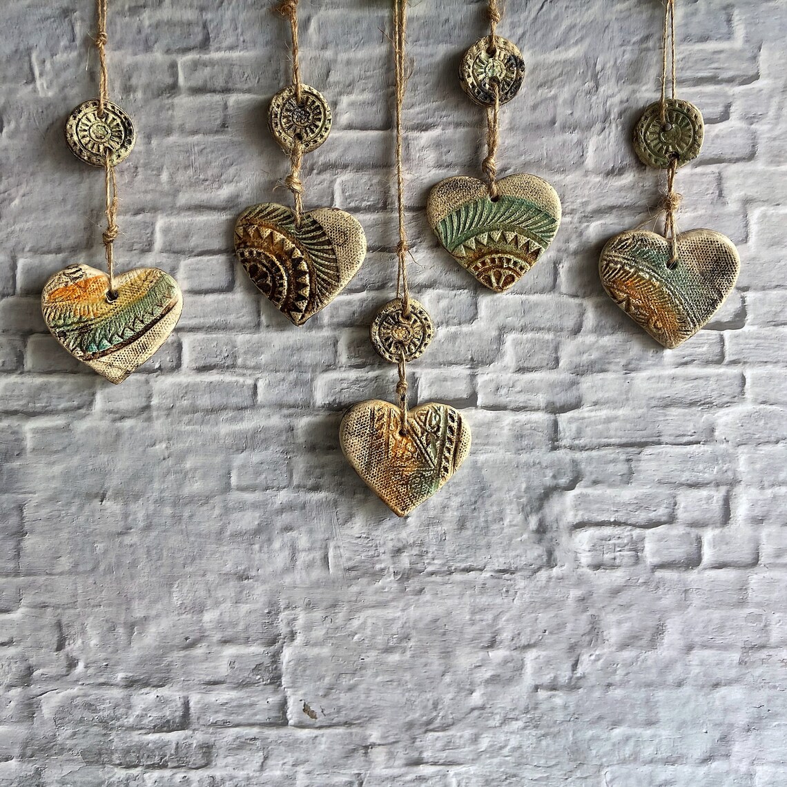 Set of 3 Random Ceramic Heart, Rustic Home Decor, Heart Decor, Handmade ...