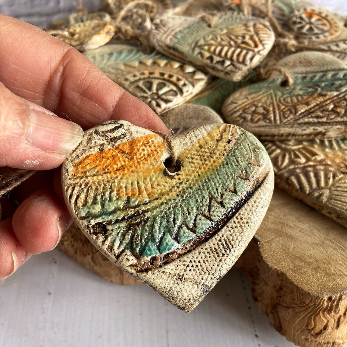 Set of 3 Random Ceramic Heart, Rustic Home Decor, Heart Decor, Handmade ...