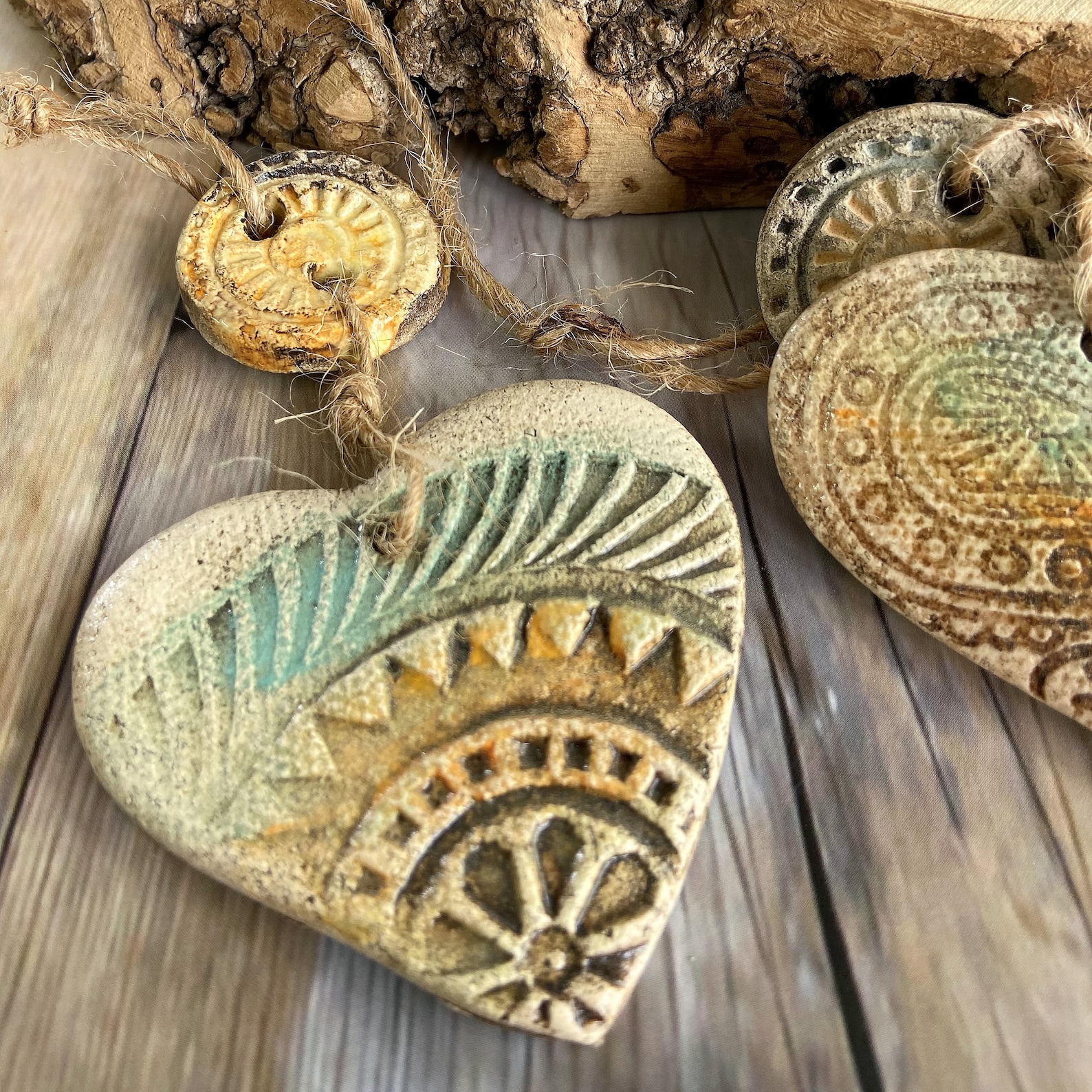 Set of 3 Random Ceramic Heart, Rustic Home Decor, Heart Decor, Handmade ...