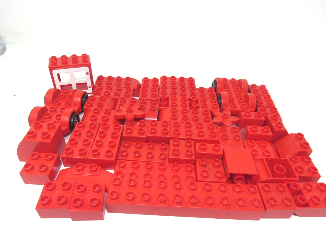 50 Duplo Lego Red Building Blocks - Set of 50 Pieces! Shipping is Free ...