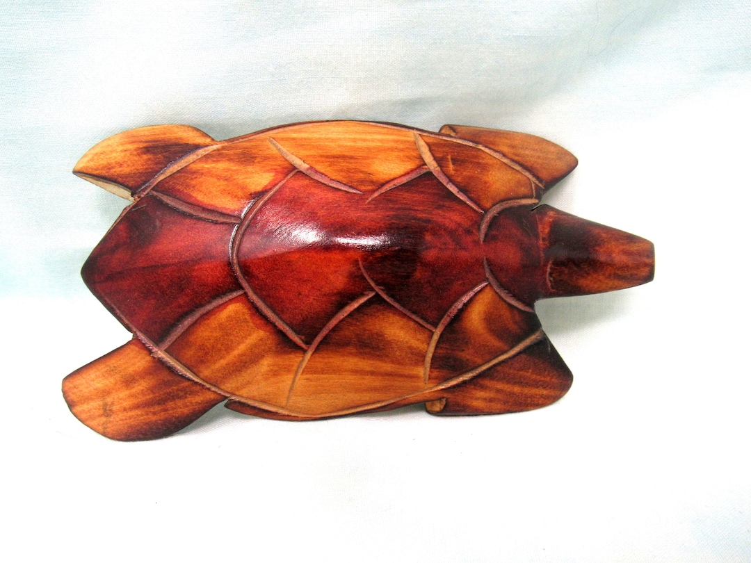 Hand Carved Wood Turtle Made in Fiji 6 X 4 Vintage - Etsy