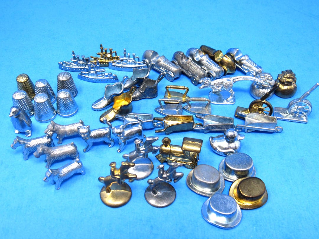 Monopoly Player Character Pieces: Cannon, Thimble, Dog, Horse, Car, Hat ...