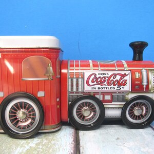 Coca-cola Tin Train With Moving Wheels and Opening Lid for Storage, 7 X ...