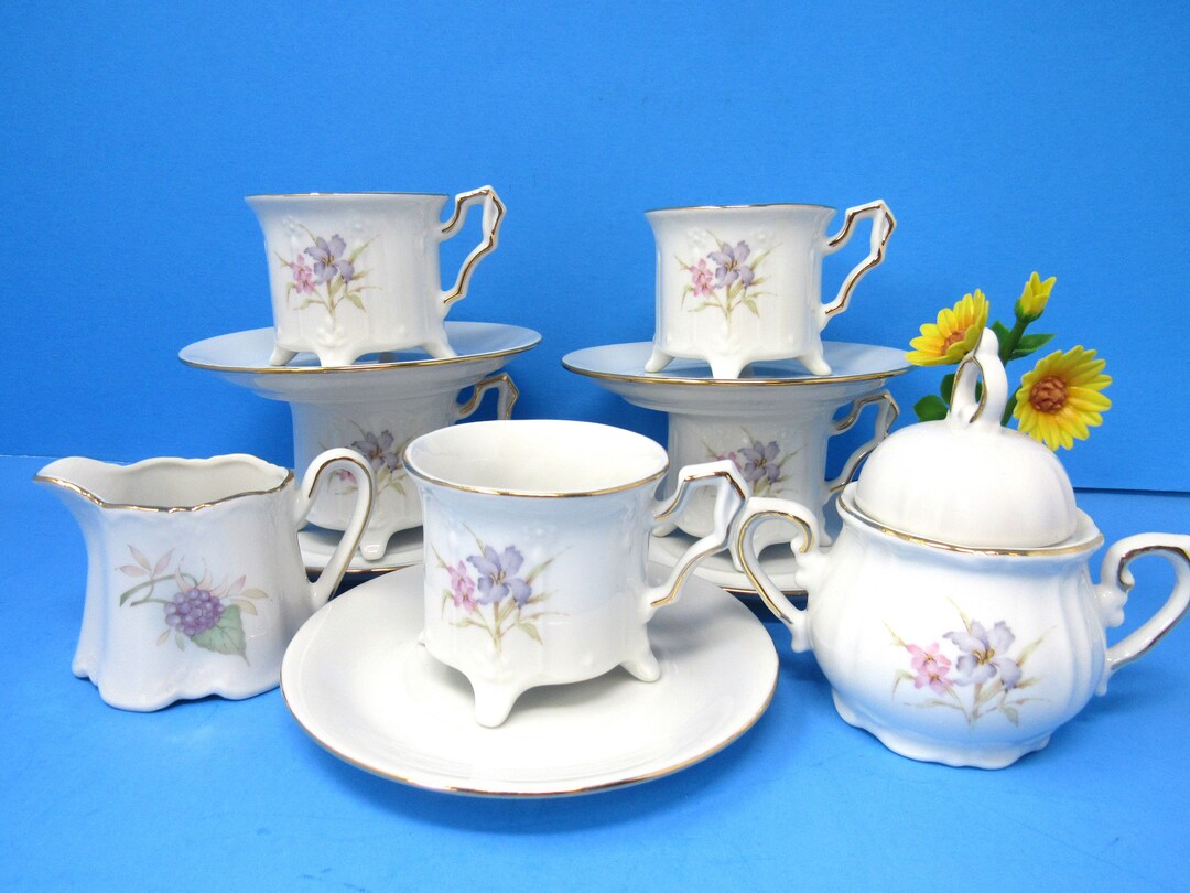 12pc Vintage Winrose Tea Set 5 Tea Cups, 5 Saucers, Cream and Sugar ...