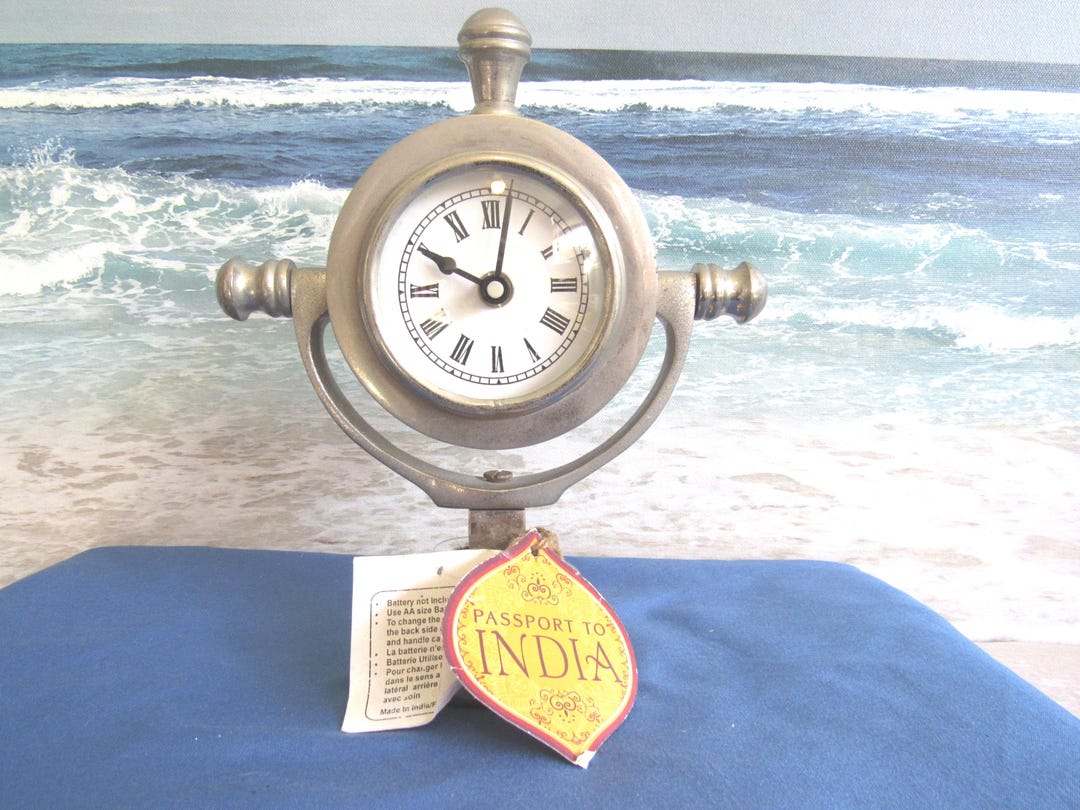 Elegant Vintage Nautical Mantel Clock passport to India 8.5 Tall and ...