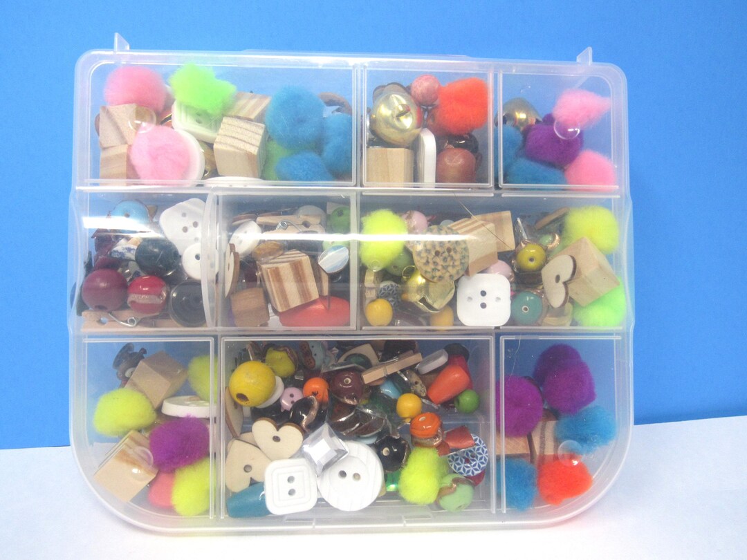 Craft Supplies Box 8 X 7" Assorted Craft Supplies in a Clear Plastic ...