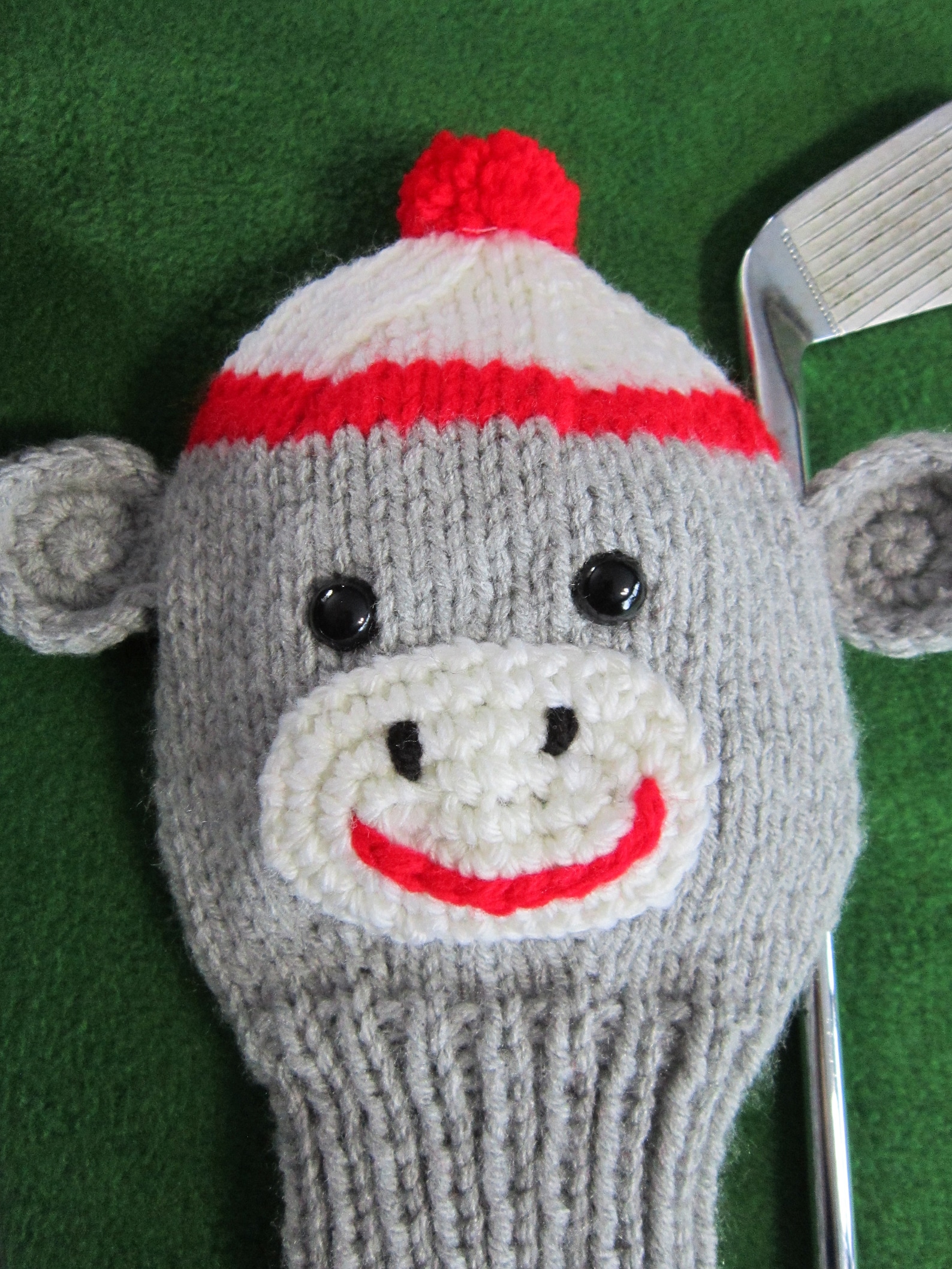 Hand Knit Sock Monkey Golf Club Cover - Etsy
