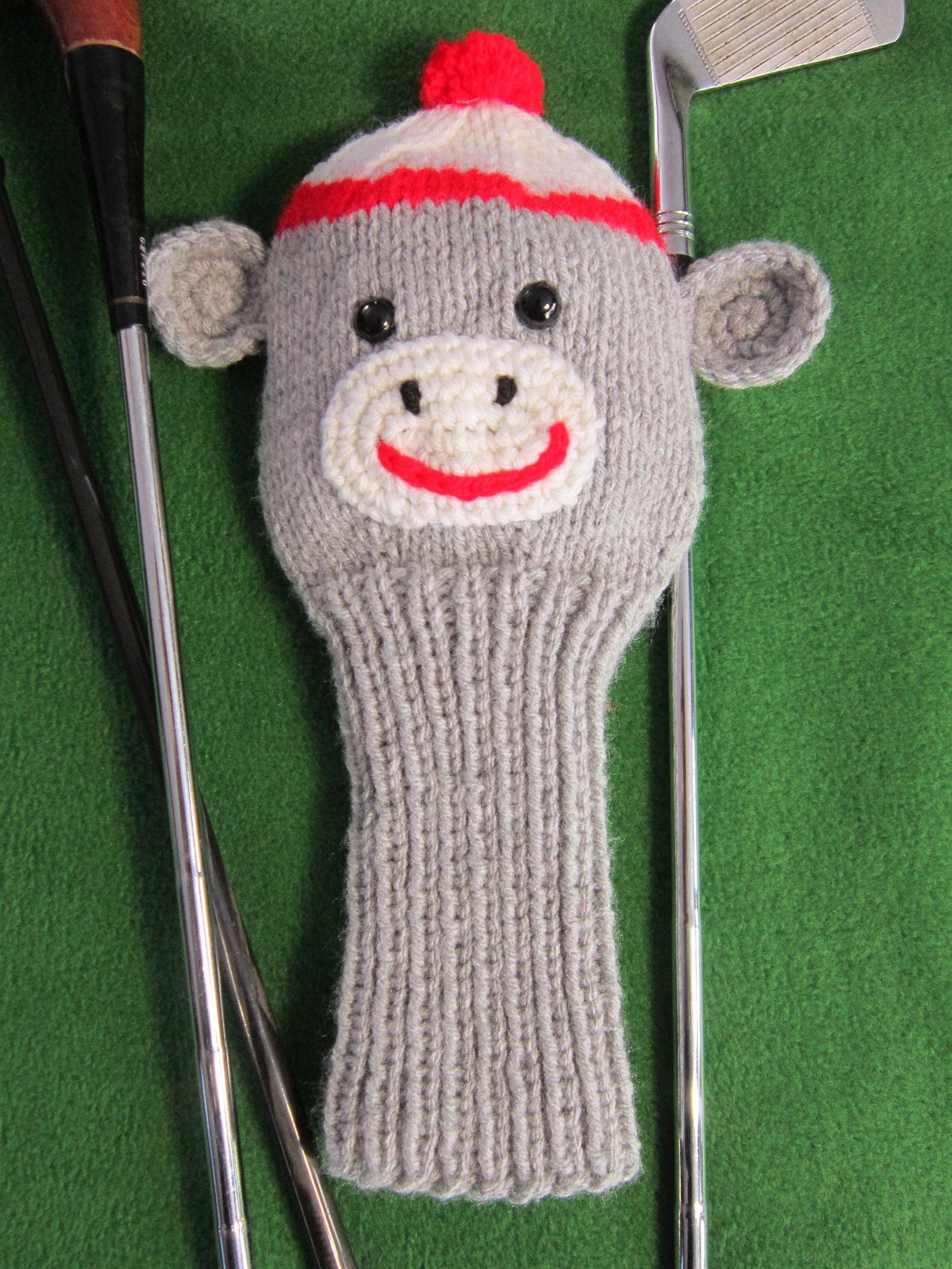 Hand Knit Sock Monkey Golf Club Cover - Etsy
