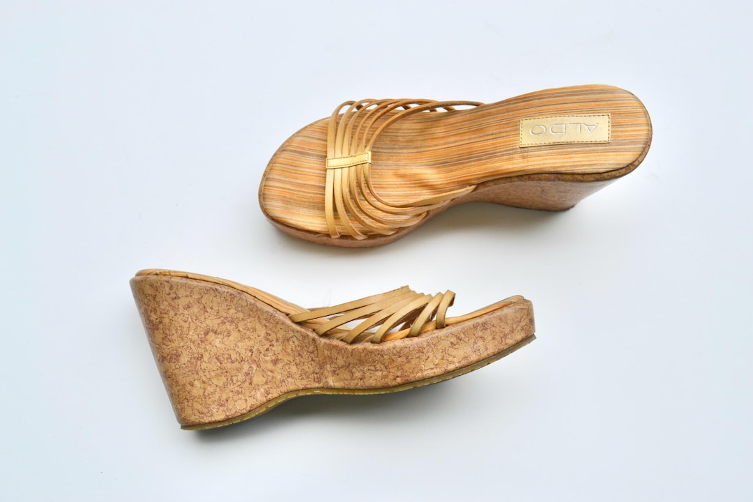 Y2k Cork Wedges // Vintage Aldo Strappy Sandals // Platform Shoes ...