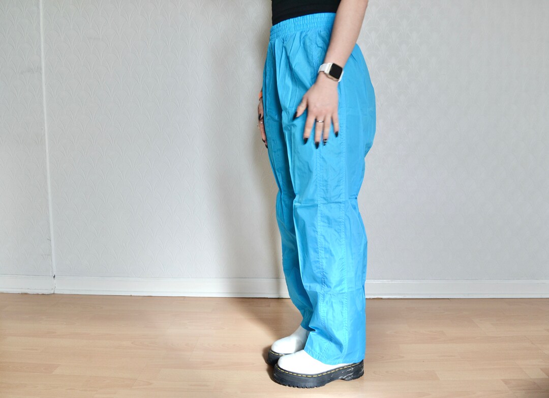 Slush Pants // Vintage Neon Blue Wind Pants // High Rise Track Pants ...
