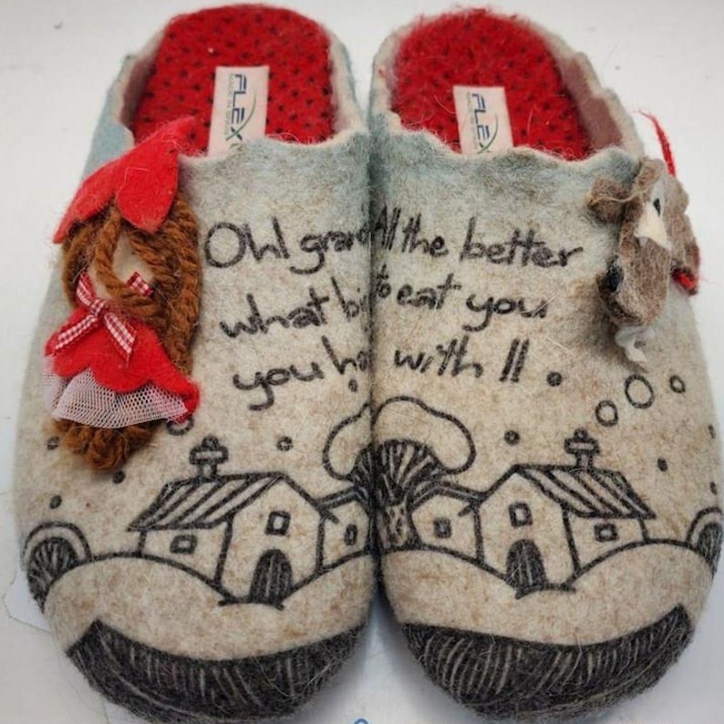 Spring Step Womens Wool Little Red Riding Hood Fairy Tale Slippers Size ...