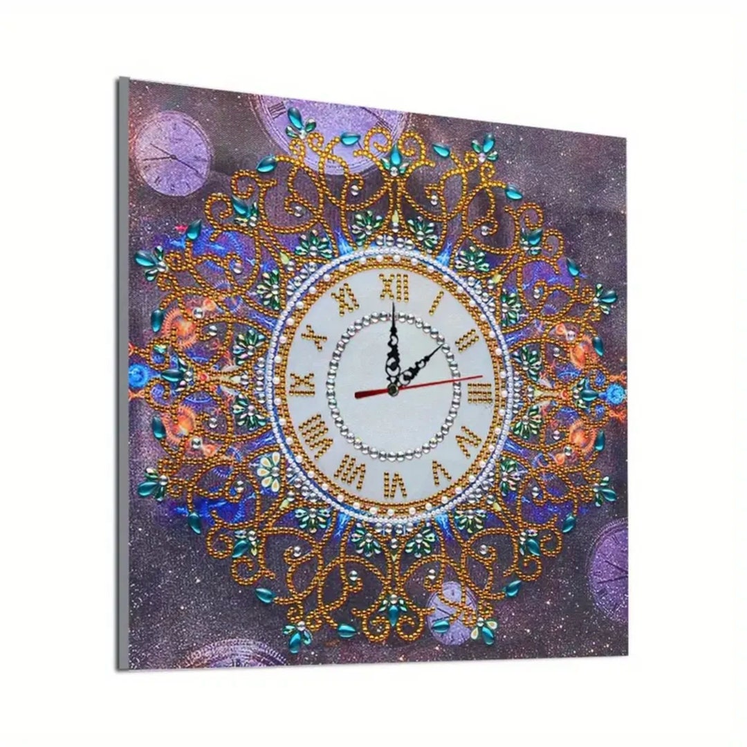 Kit Diamond Art Vintage Flower Clock Rhinestone Diamond Painting 14x14 ...