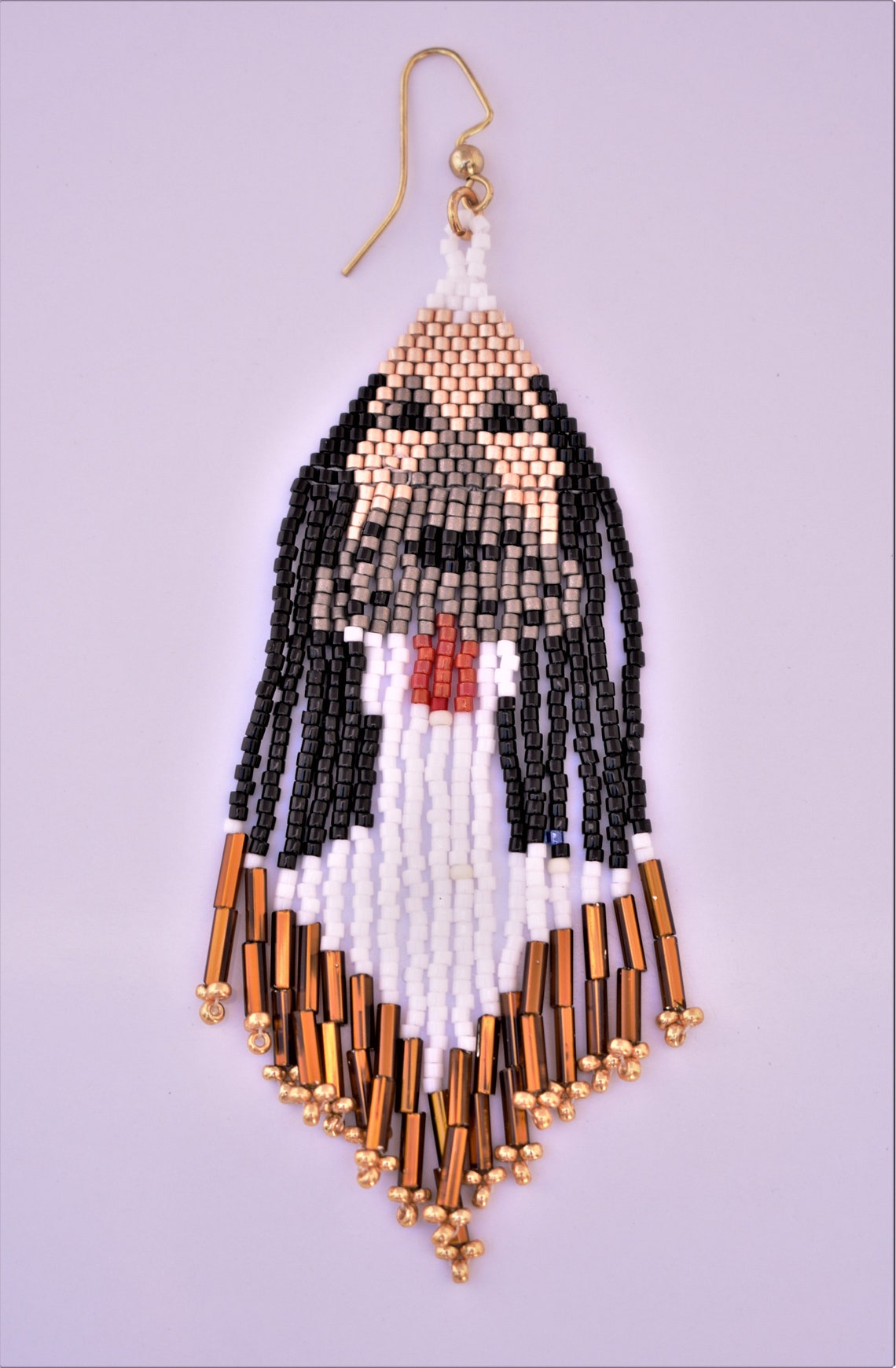 Boho Earrings, Dangling Earrings, Beagle Earrings, Bugle Bead Earrings ...