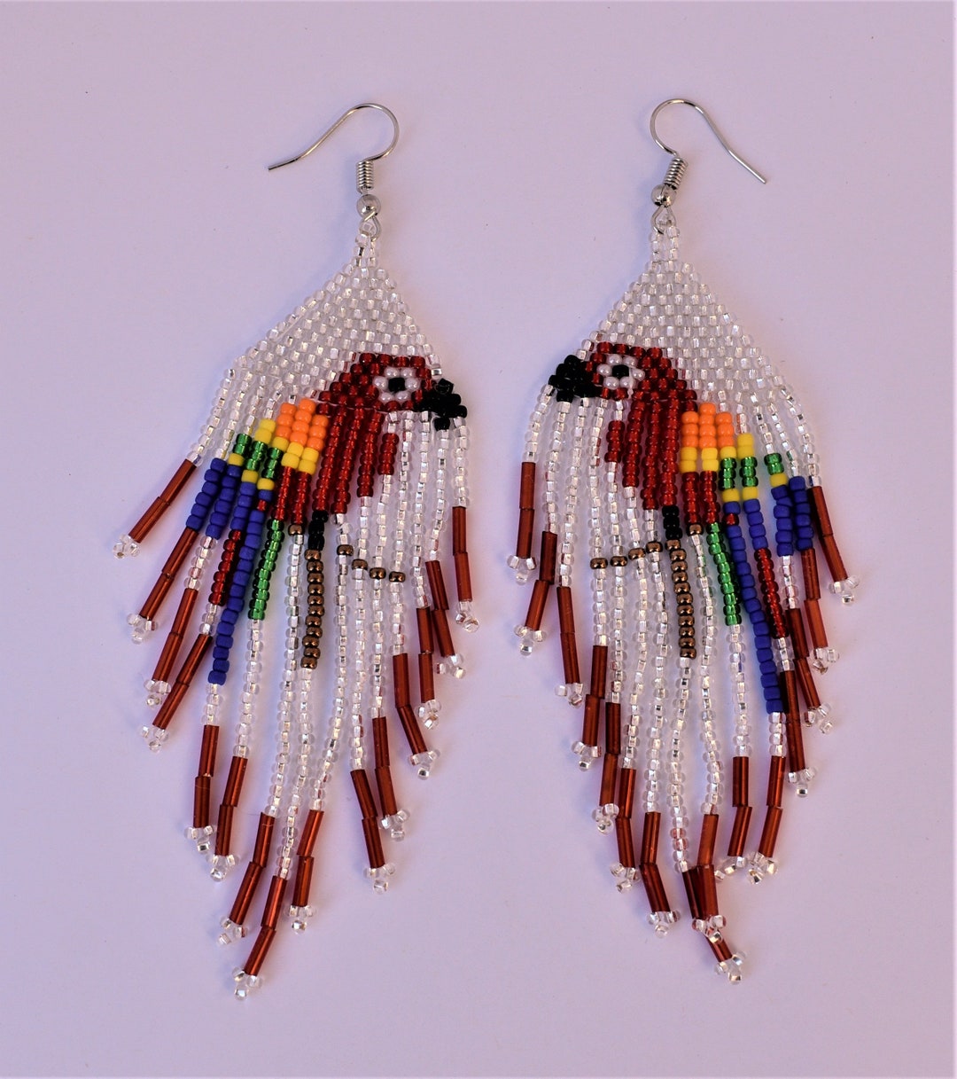 Boho Style Whimsical Dangling Parrot Earrings in a Rainbow of Color ...
