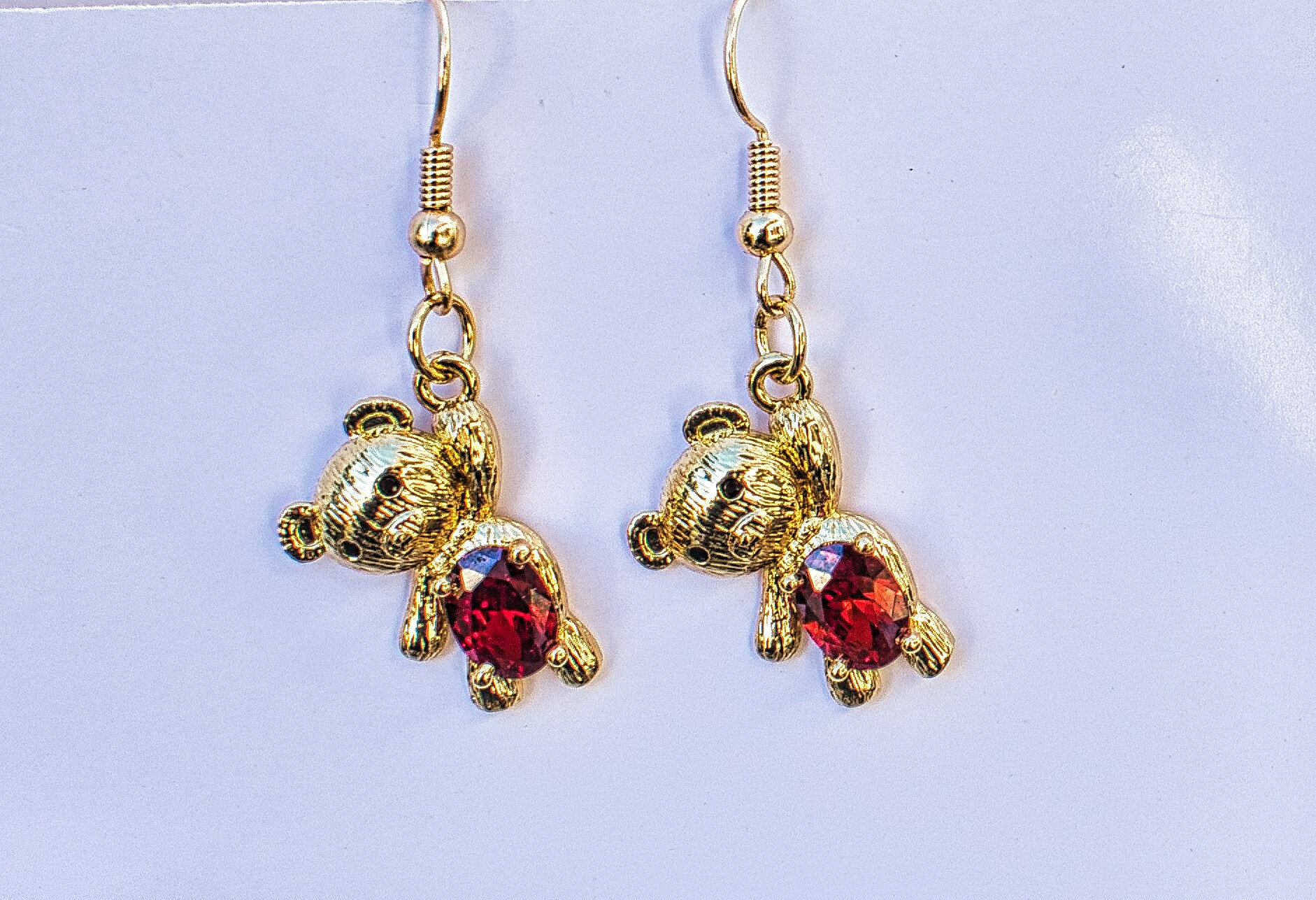 Cute Teddy Bear Earrings With Cubic Zirconia Dangling Animal - Etsy
