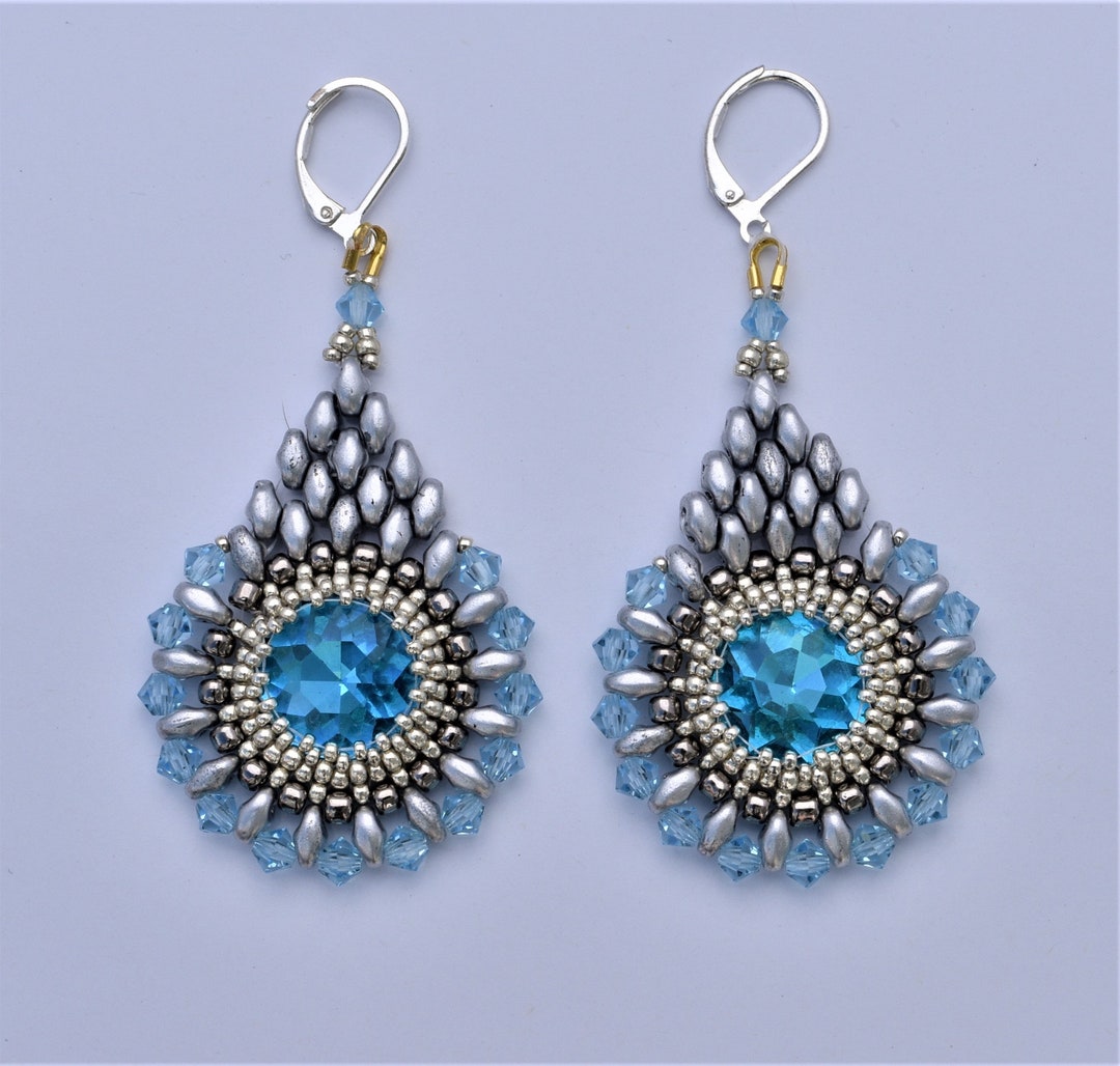 Rivoli Earrings, Seed Bead Earrings, Super Duo Earrings, Crystal ...
