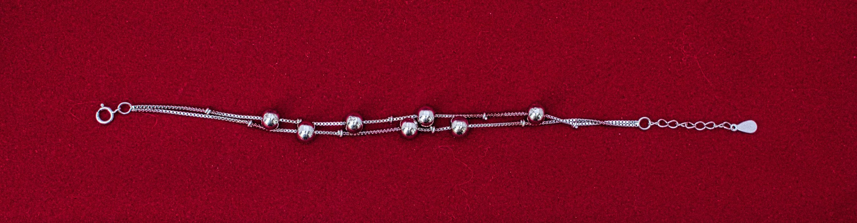 Dainty Minimalist Sterling Silver Double Box Chain Bracelet With Silver ...