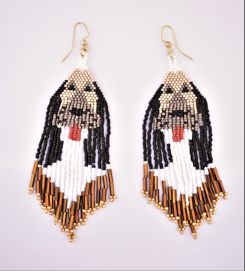 Boho Earrings, Dangling Earrings, Beagle Earrings, Bugle Bead Earrings ...