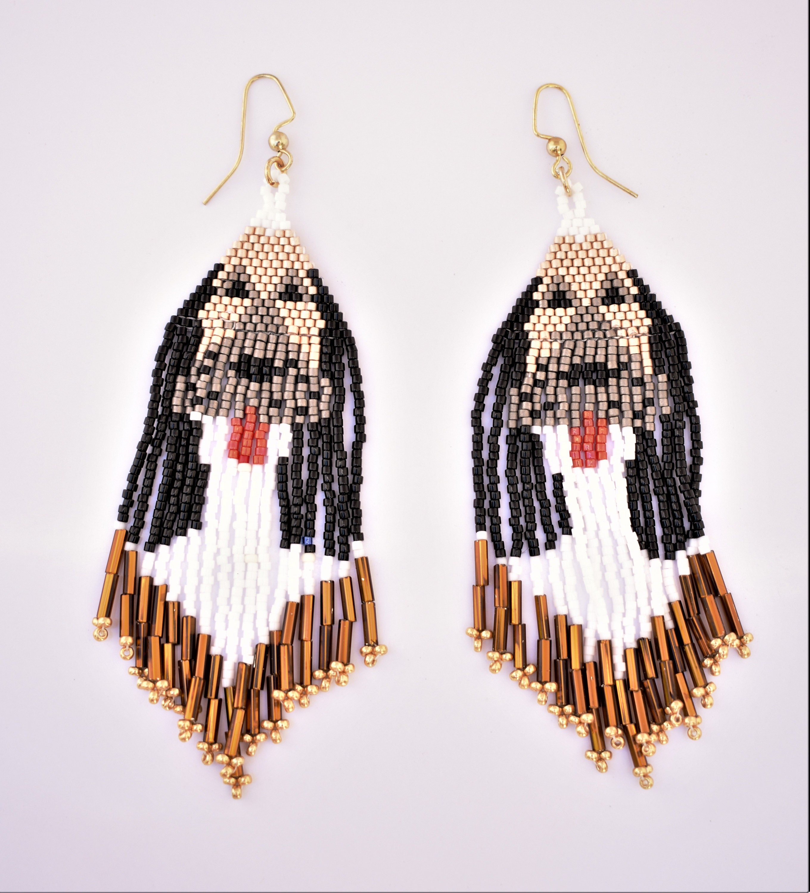 Boho Earrings, Dangling Earrings, Beagle Earrings, Bugle Bead Earrings ...