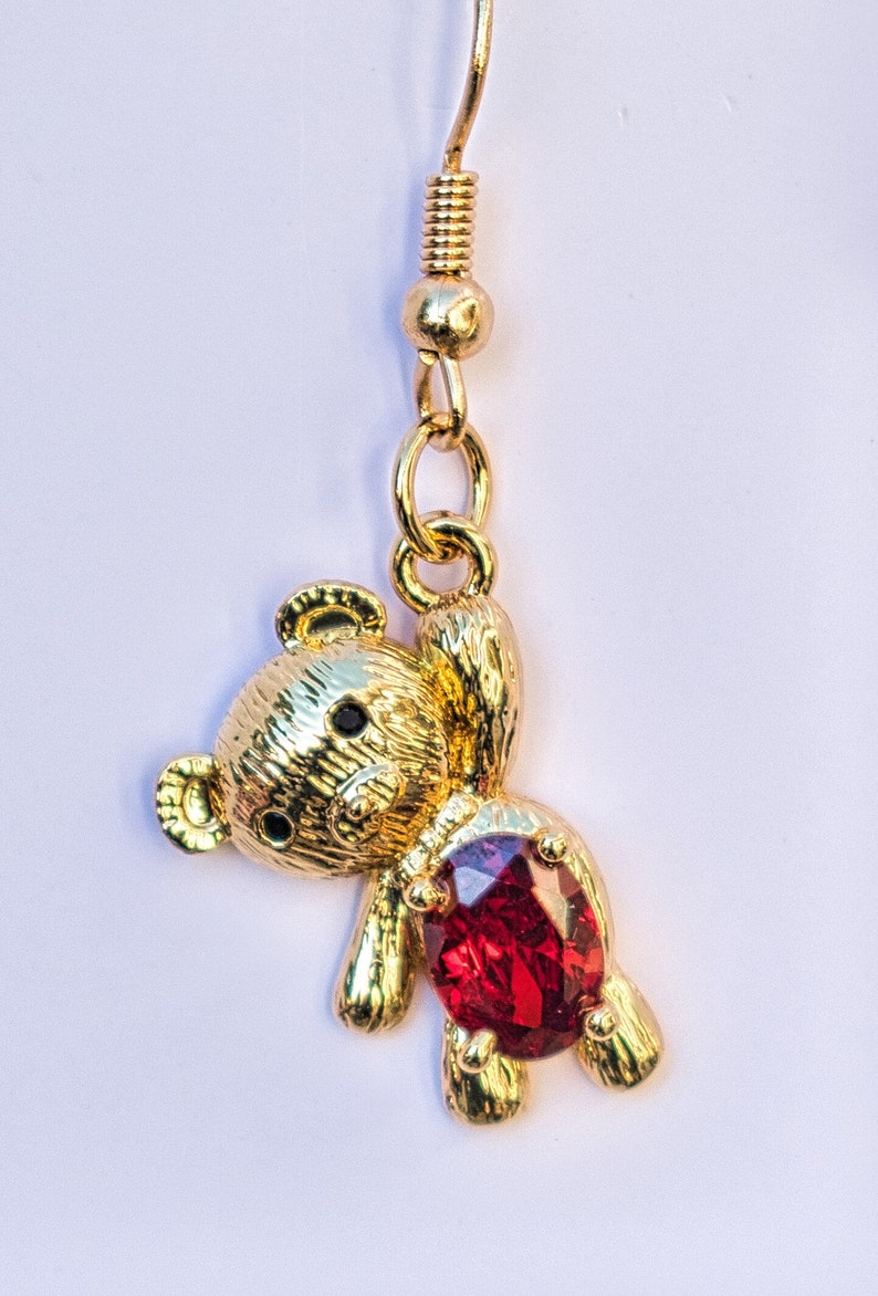 Cute Teddy Bear Earrings With Cubic Zirconia, Dangling Animal Earrings in 18K Plated, Animal ...