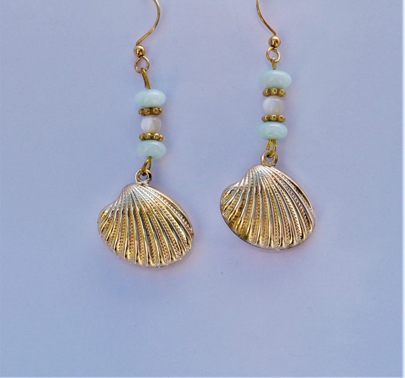 Gold Clam Shell Earrings Shell Earrings Dangling Earrings - Etsy Gold Clam Shell Earrings Shell Earrings Dangling Earrings - Etsy