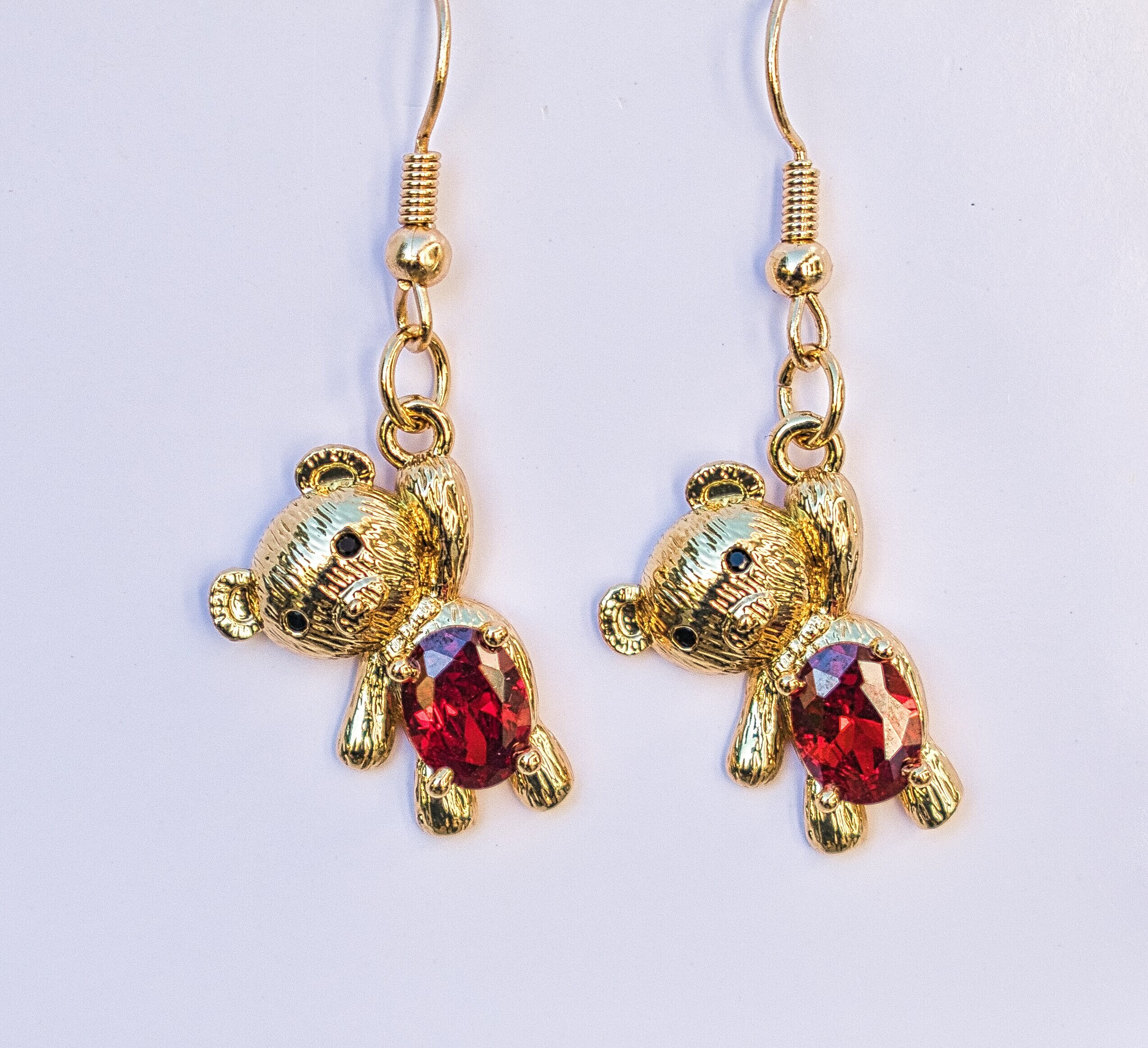 Cute Teddy Bear Earrings With Cubic Zirconia Dangling Animal - Etsy