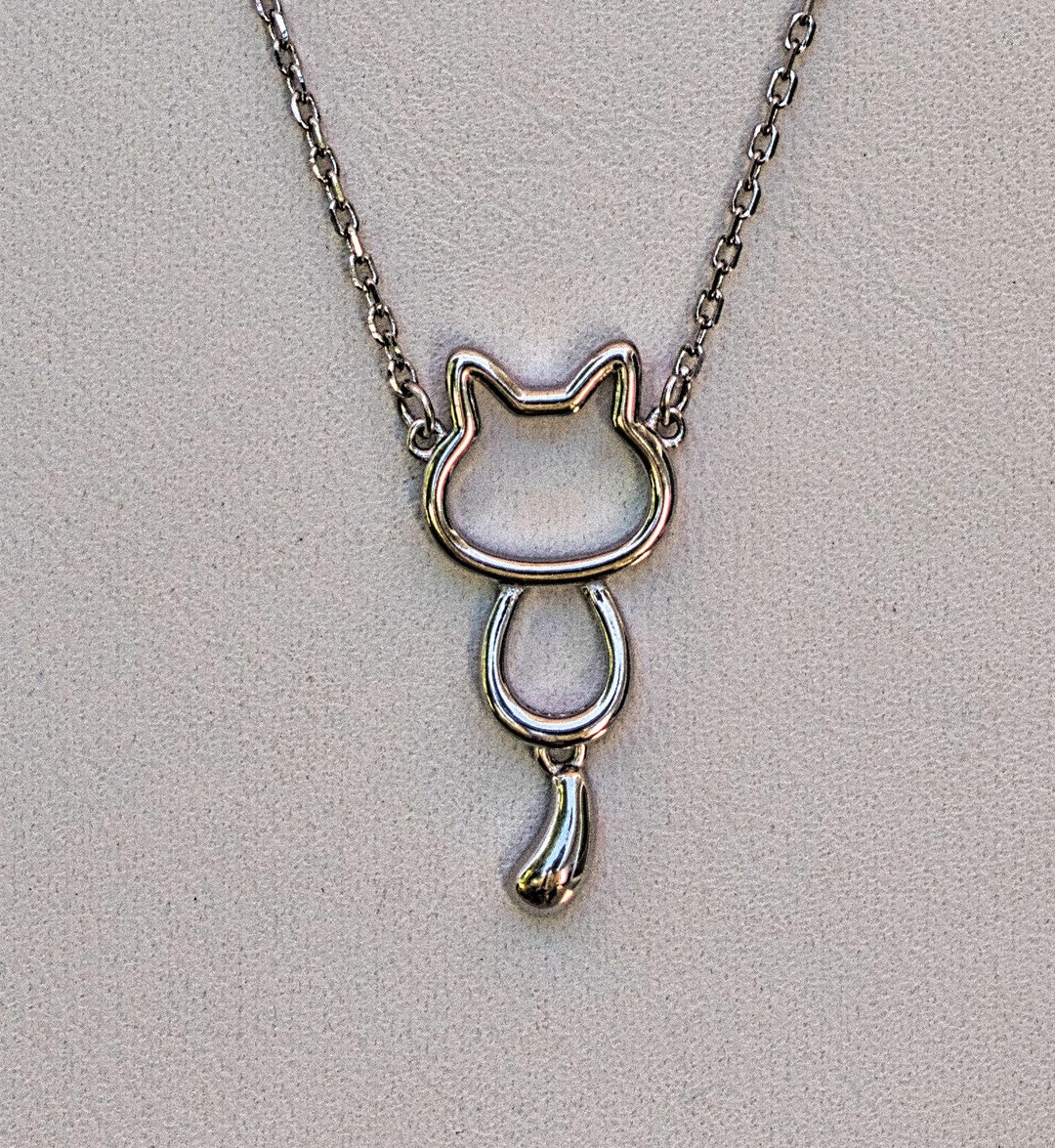 Sterling Silver Cat Pendant With Moveable Tail, Animal Lovers Cable ...