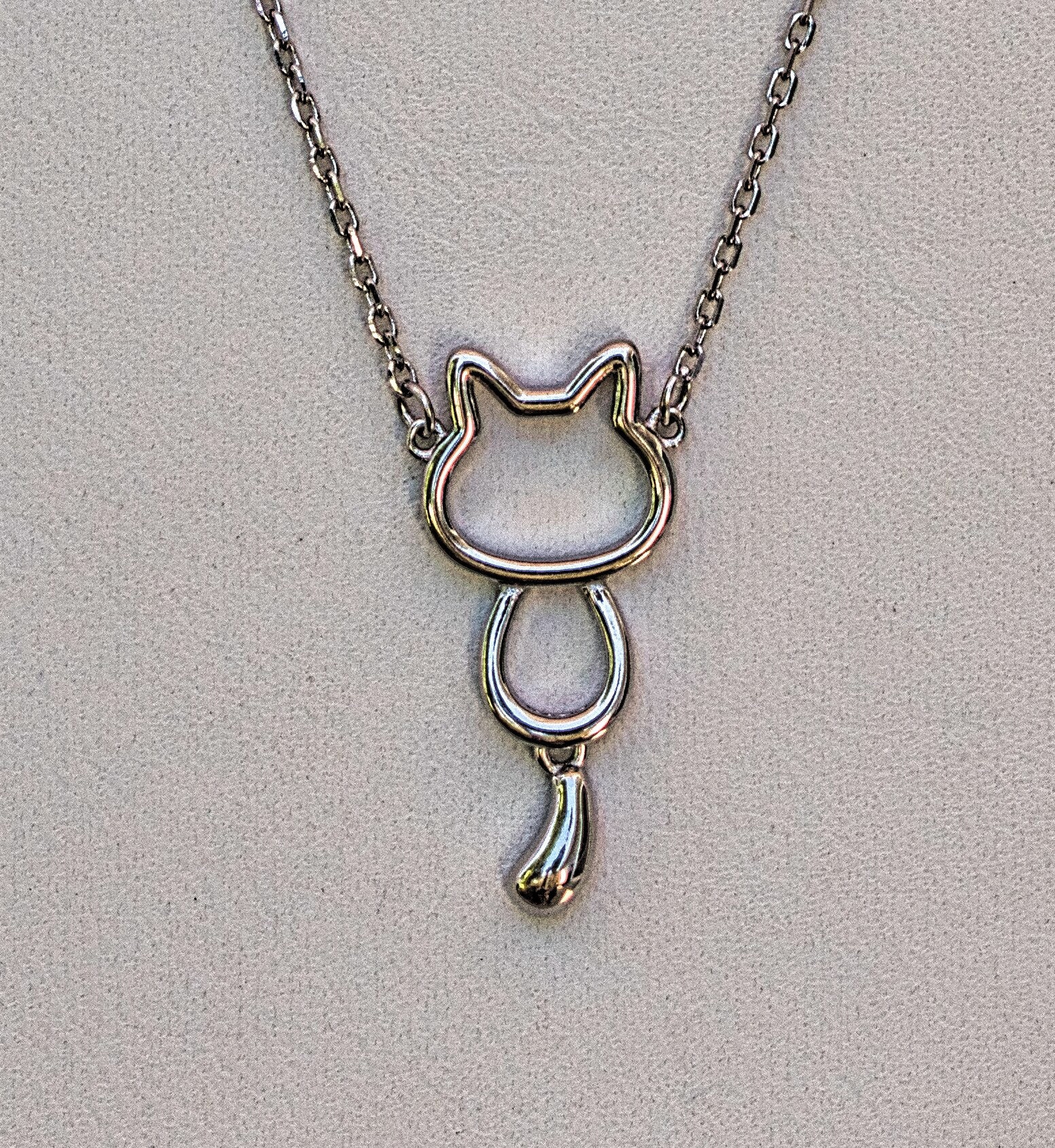 Sterling Silver Cat Pendant With Moveable Tail, Animal Lovers Cable ...