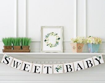 Sage Oh Baby Banner for Baby Shower Sage Green White Gold - Etsy